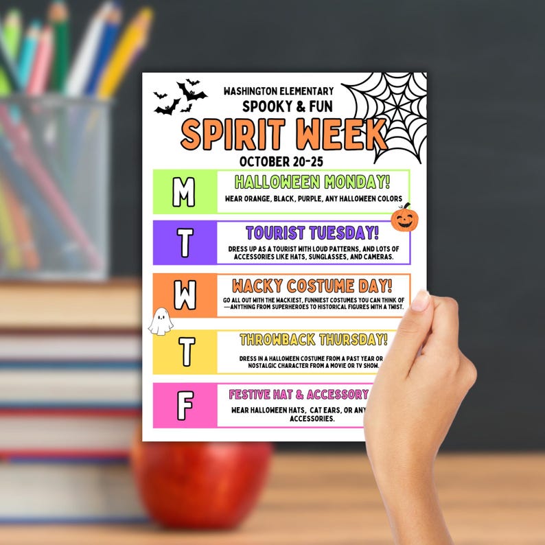 Editable Spirit Week Flyer Templates: School Events (canva Digital ...