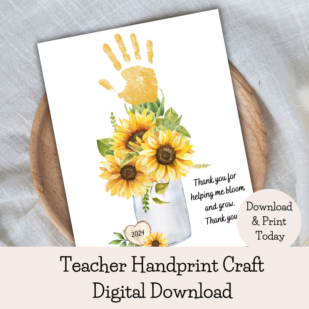 Teacher Appreciation Gift Handprint Art, Instant Download, Printable ...