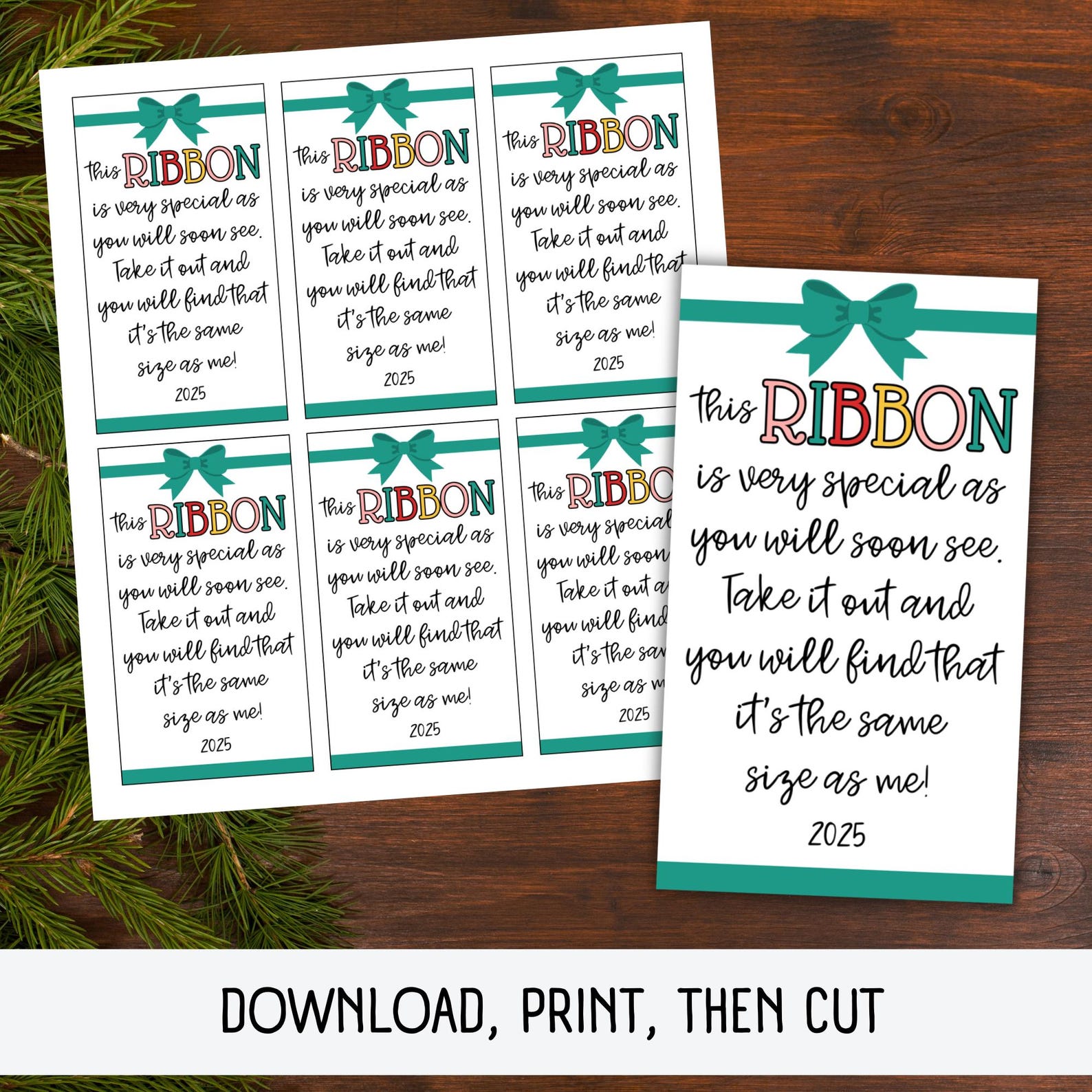 Height Ribbon Ornament Tag: Keepsake Christmas Decoration (digital ...