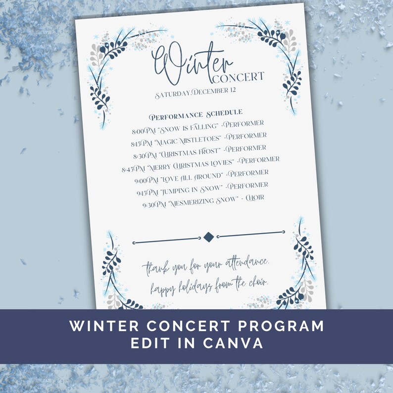 Winter Concert Program Template: Editable Canva Flyer (digital Download ...