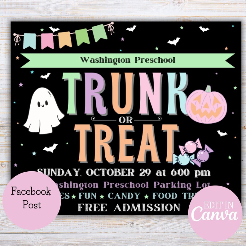 Trunk or Treat Template, Editable Flyer, Registration Letter, PTO, PTA ...