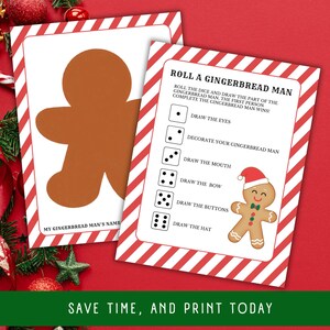 Roll a Snowman, Gingerbread Man, Reindeer Dice Game (digital Download ...