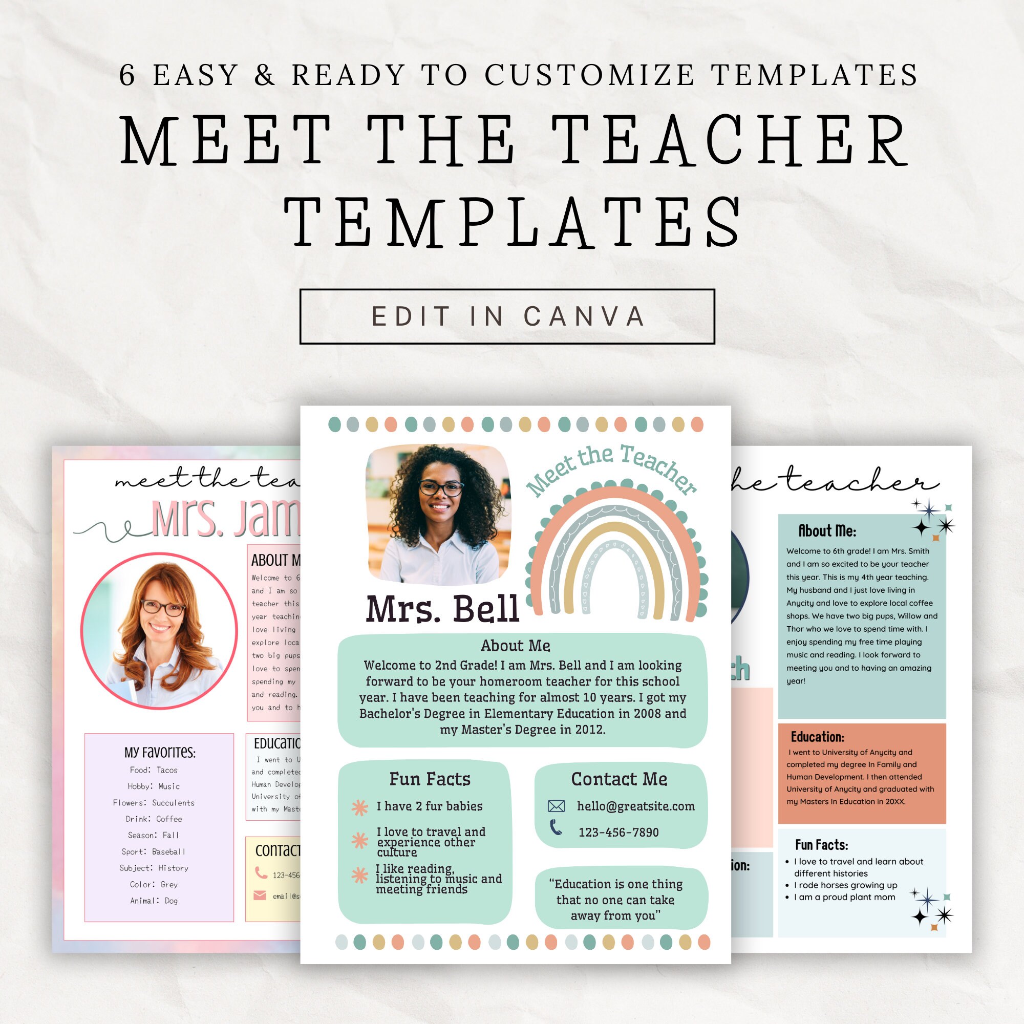Meet the Teacher Template, Back to School Flyer, Editable Teacher ...