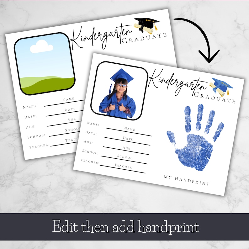 Kindergarten Graduation Handprint Keepsake: Editable Canva Template - Etsy