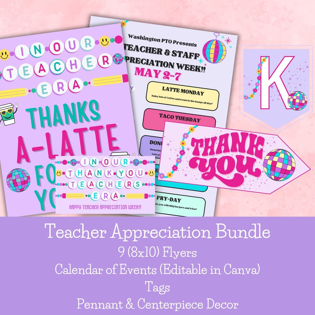 Teacher Appreciation Bundle: Signs, Banner, Tags (digital Download) - Etsy