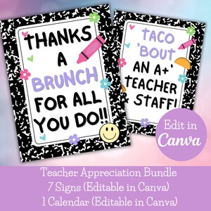 Teacher Appreciation Week Flyer Bundle: Editable Canva Template ...