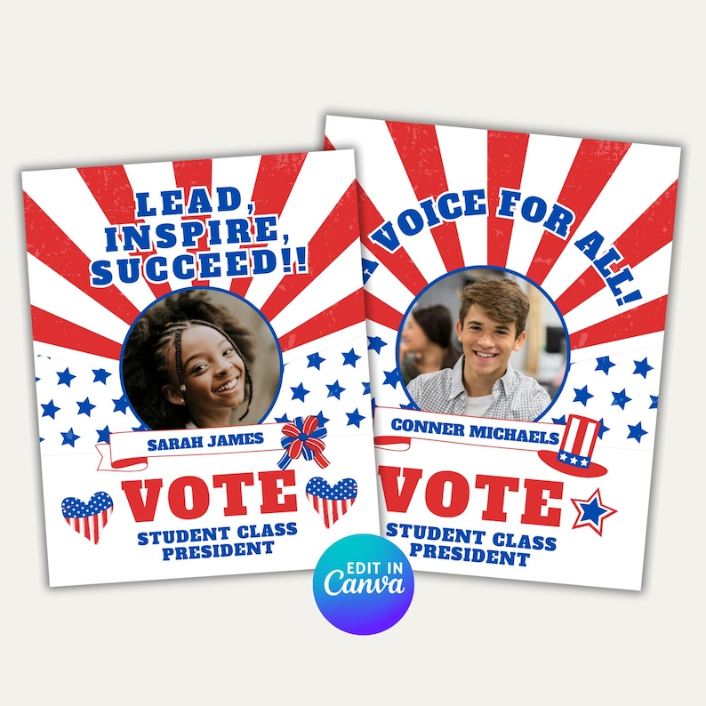 Student Council Campaign Flyer Templates: Editable Voting Posters ...