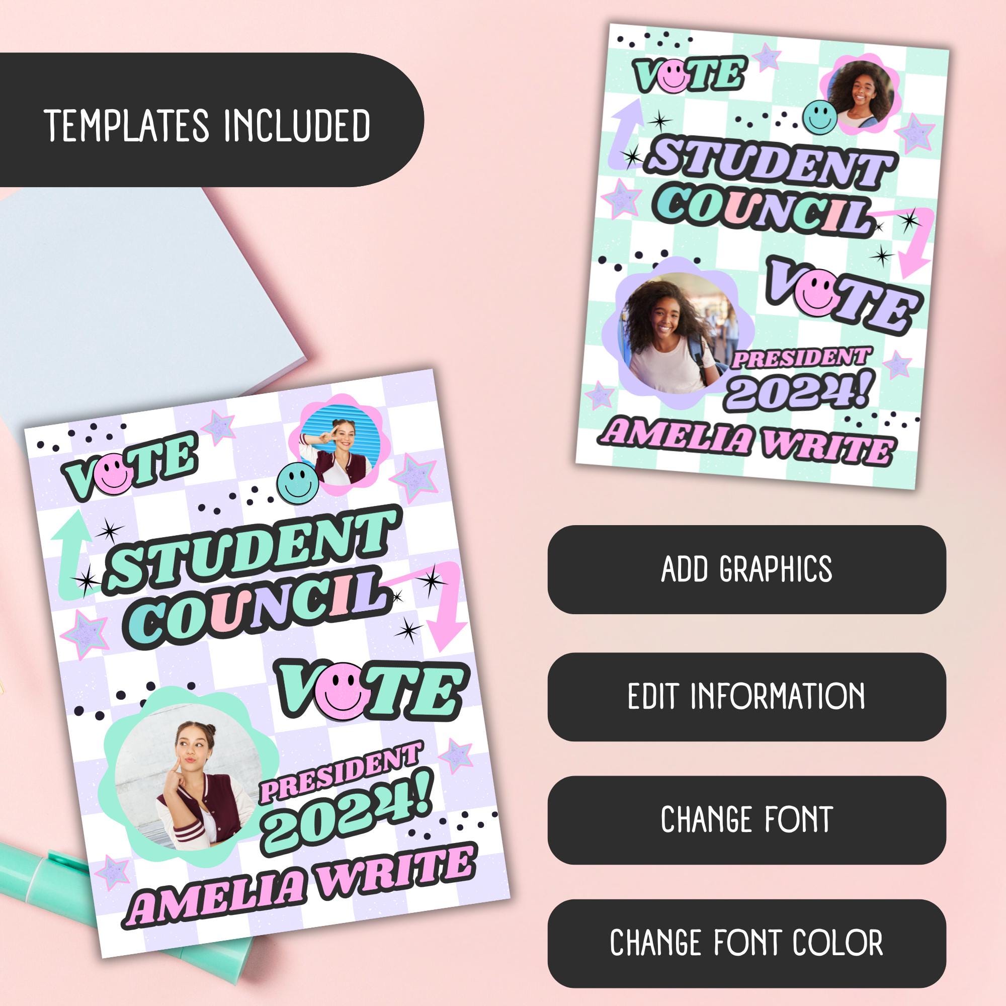 Student Council Voting Flyer Templates: Editable Campaign Design (canva ...