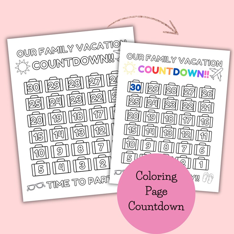 30-day Vacation Countdown Printable: Family Travel Planner (digital ...