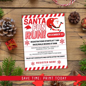 Santa Fun Run Flyer: Editable Charity Event Template (digital Download ...