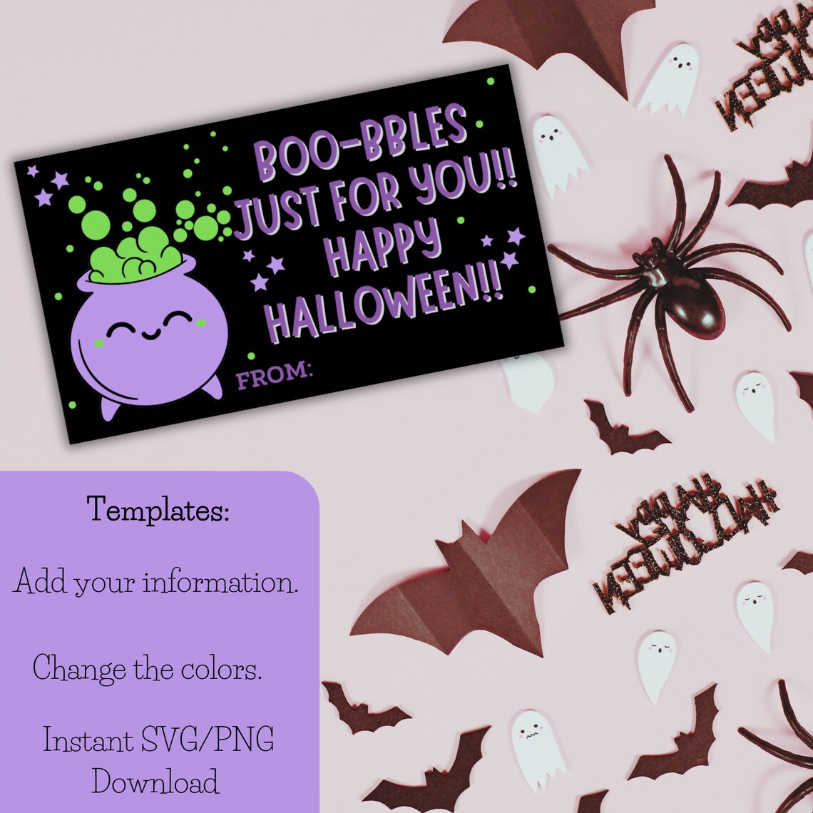 Editable Halloween Bubble Gift Tags: Class Party Favors (digital ...