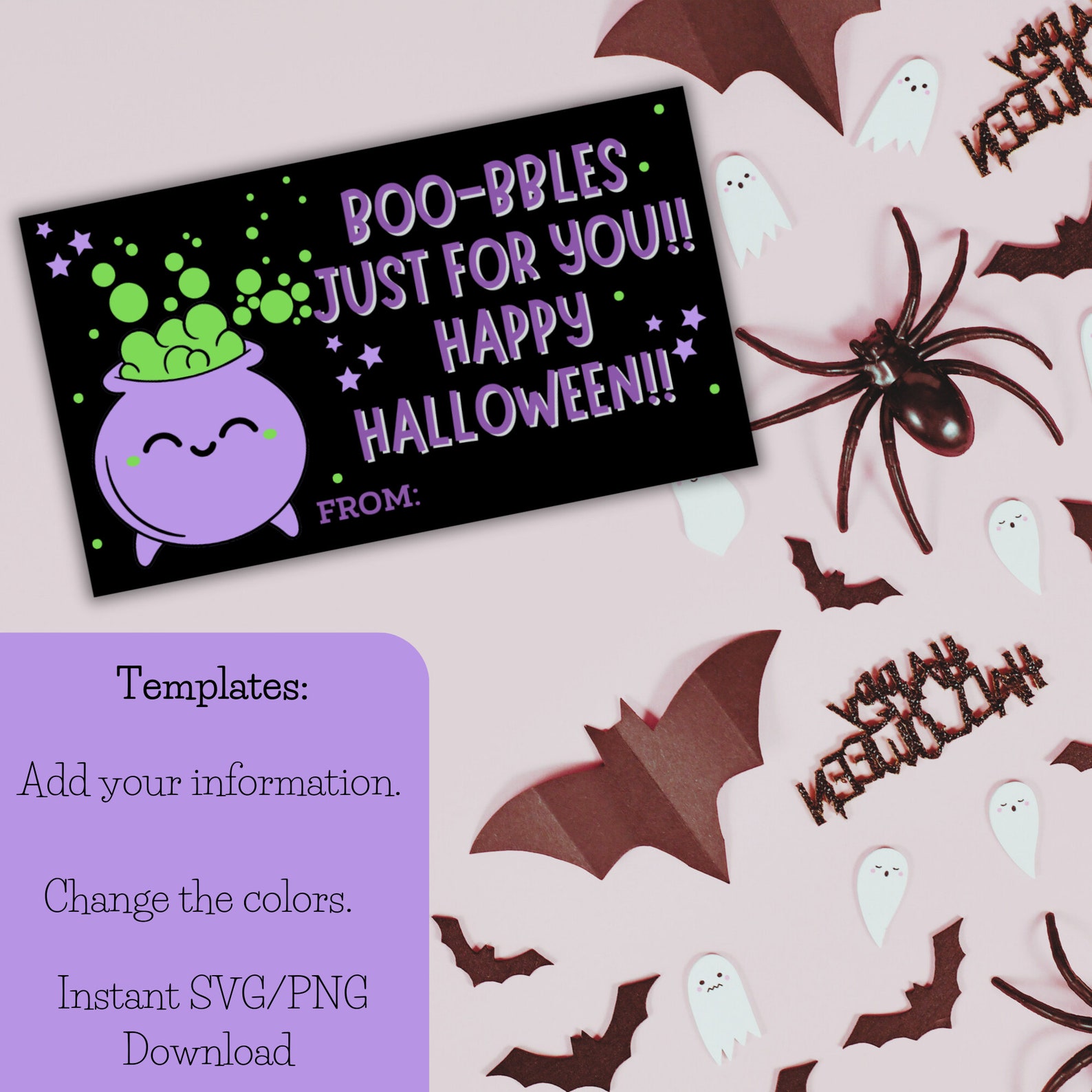 Editable Halloween Bubble Gift Tags: Class Party Favors (digital ...