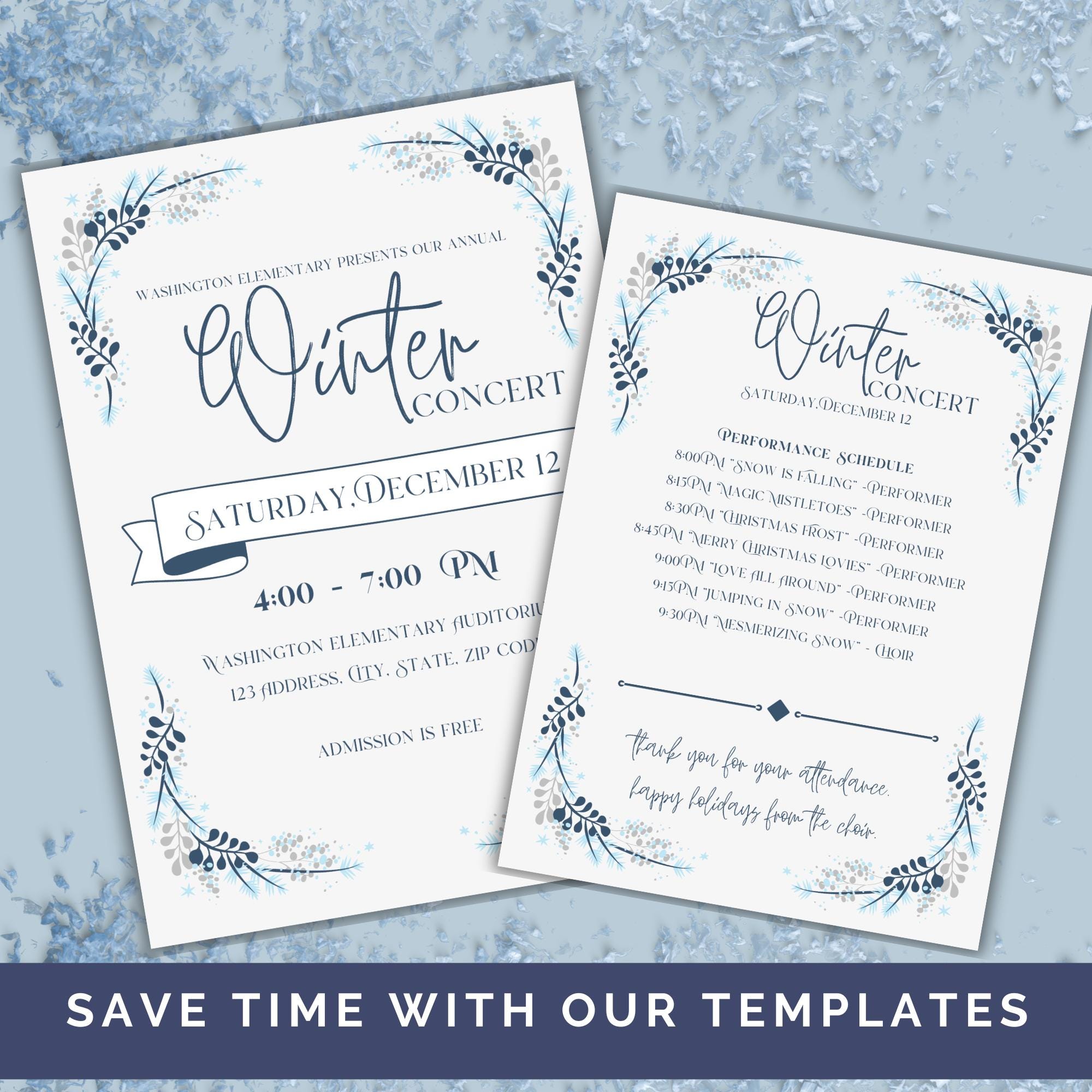 Winter Concert Program Template: Editable Canva Flyer (digital Download ...
