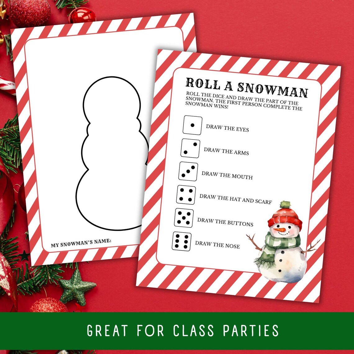 Roll a Snowman Dice Game: Family Holiday Activity (digital Download) - Etsy