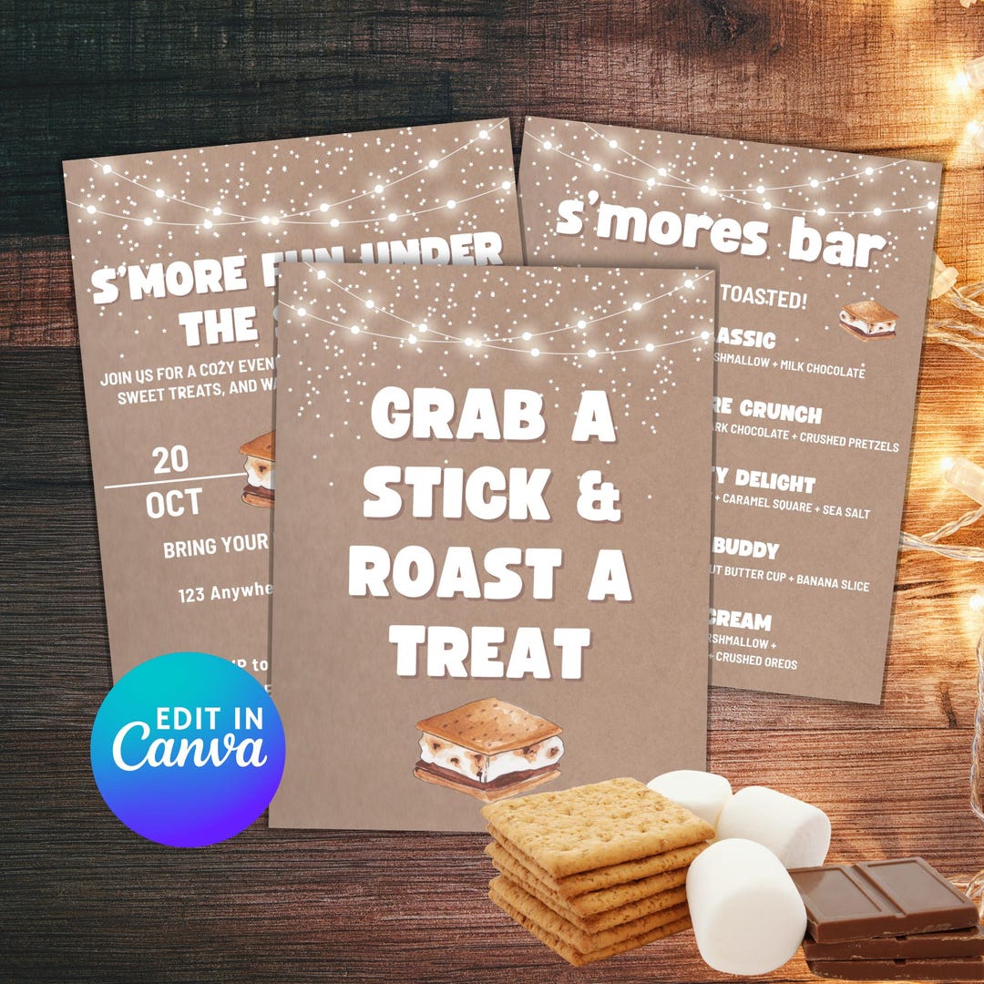 Smores Party Invitation, Smores Bar, Bonfire, Fall Festival, Community ...