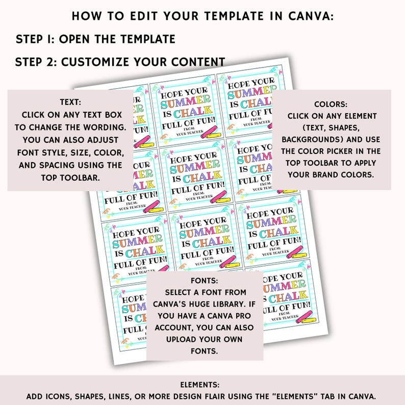 Chalk Full of Fun Summer Tag Template – Editable in Canva - Etsy
