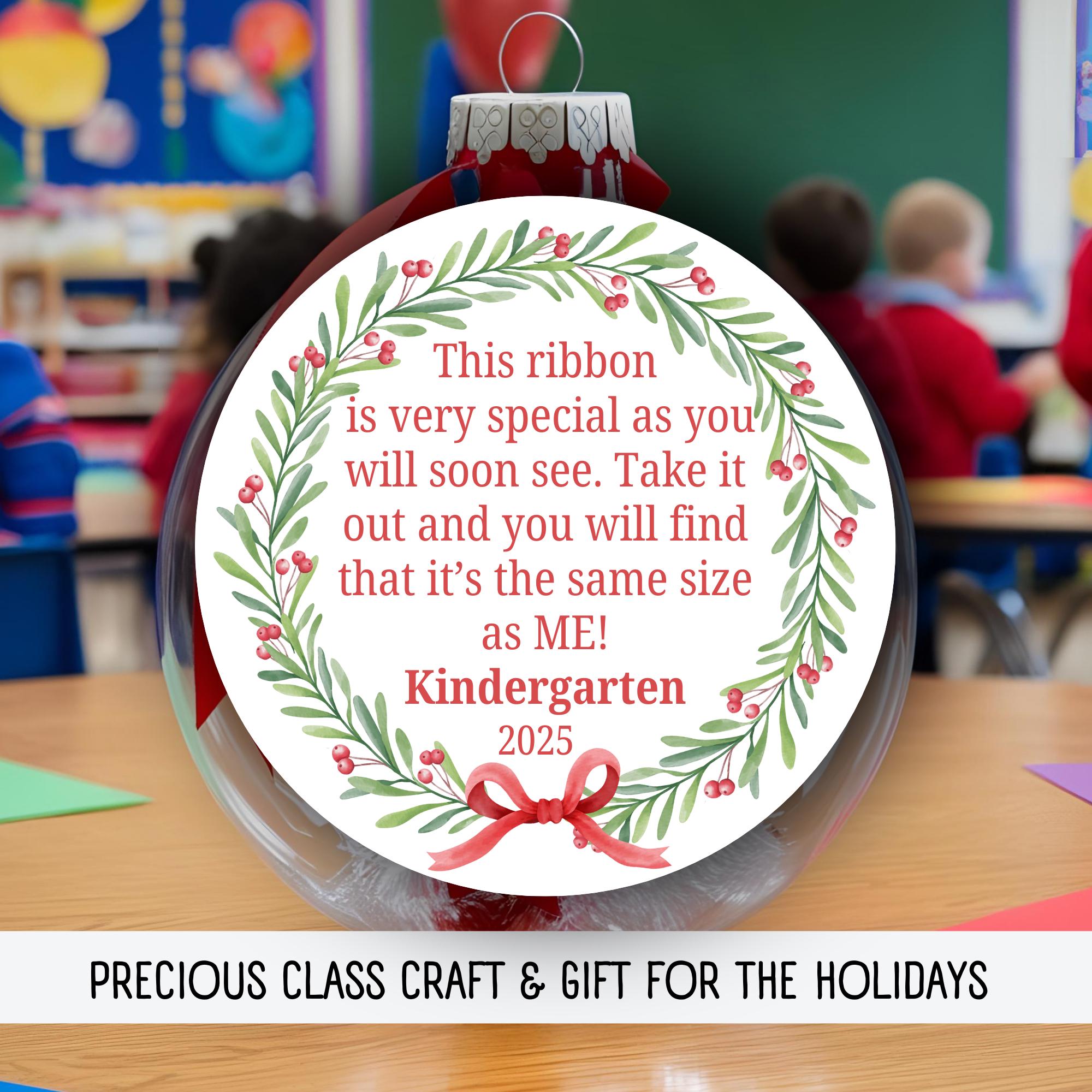 Editable Height Ribbon Ornament Tag: Christmas Keepsake (digital ...