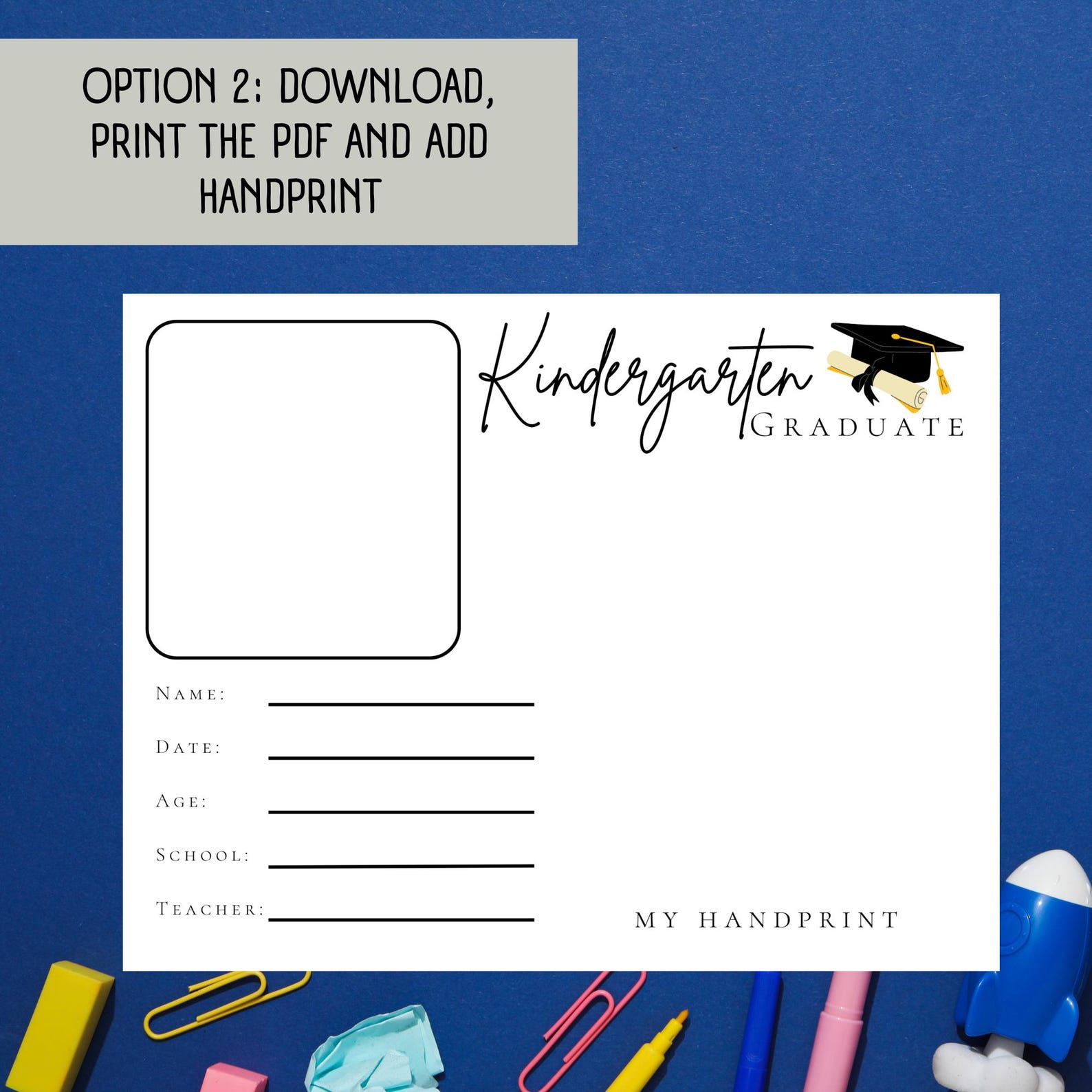 Kindergarten Graduation Keepsake: Handprint Art (digital Download) - Etsy