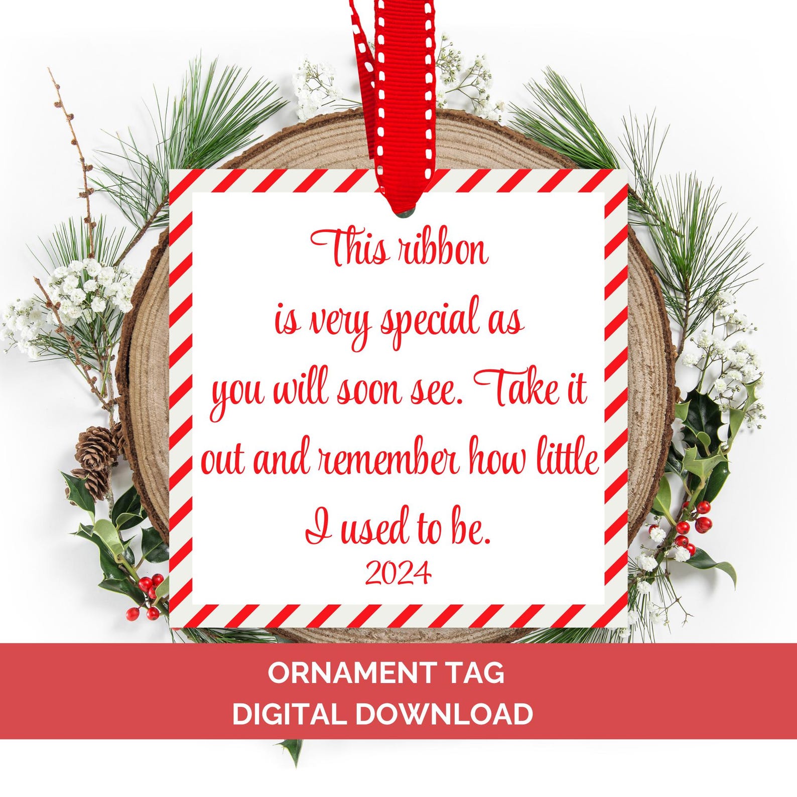 Same Size as Me, Ribbon Ornament Tag,height Ornament Tag, Unwrap It ...