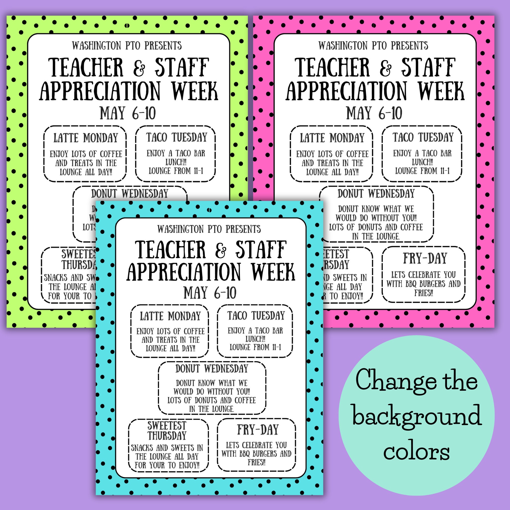 Teacher Appreciation Schedule,printable Flyer, Printable Itinerary ...