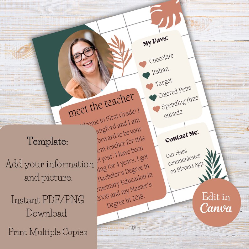 Meet the Teacher, Back to School Teacher Flyer, Editable Teacher ...