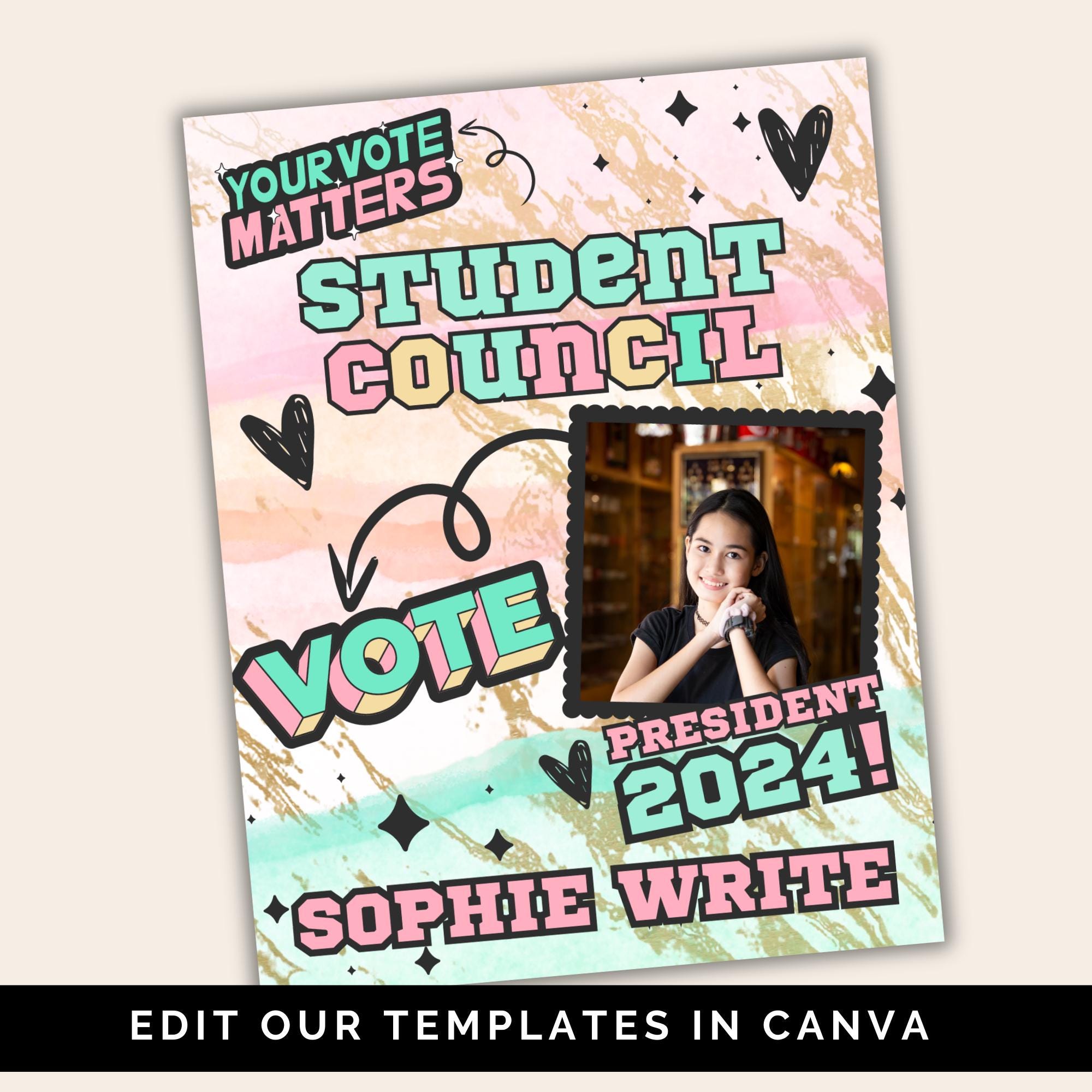 Student Council Campaign Flyer Templates: Editable Voting Design (canva ...