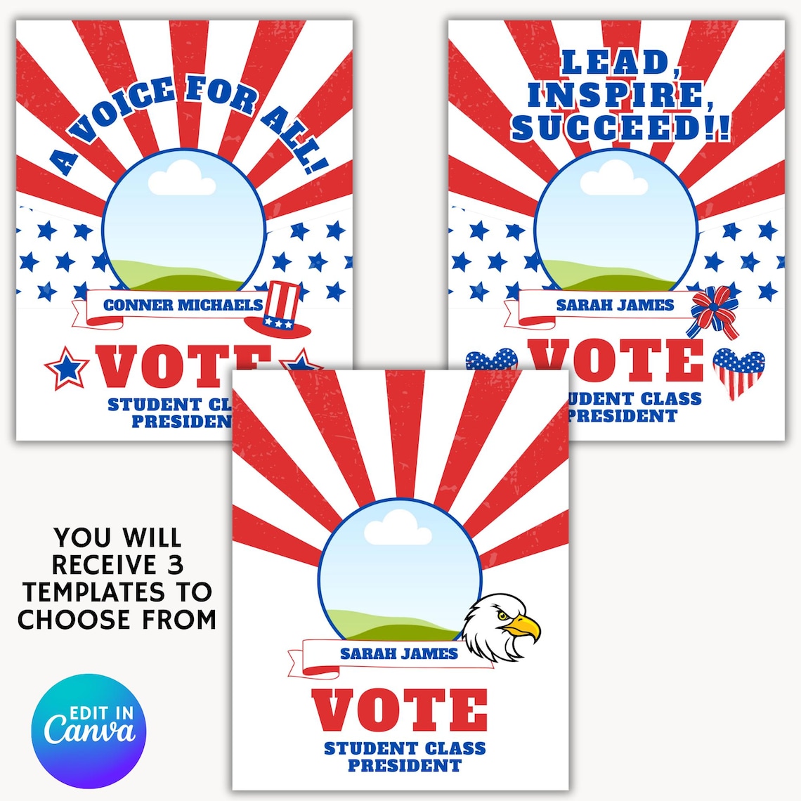 Student Council Campaign Flyer Templates: Editable Voting Posters ...