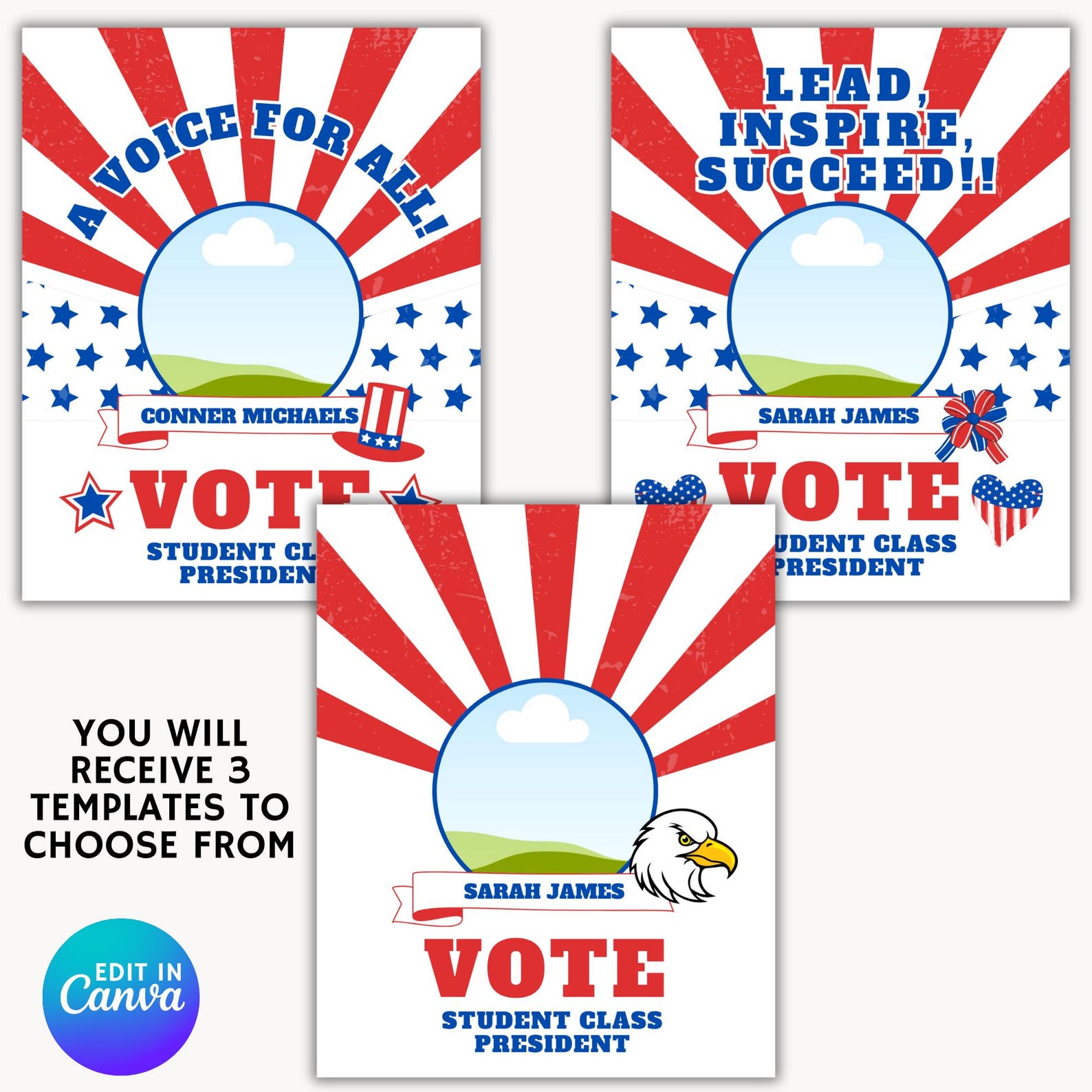 Student Council Campaign Flyer Templates: Editable Voting Posters ...