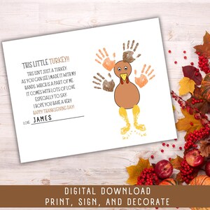 Turkey Handprint Craft Print: Thanksgiving Keepsake (11x8.5) - Etsy
