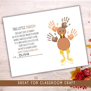 Turkey Handprint Craft Print: Thanksgiving Keepsake (11x8.5) - Etsy