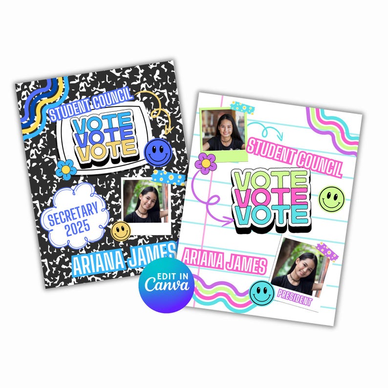 Student Council Voting Flyer Templates: Editable Campaign Poster (canva ...