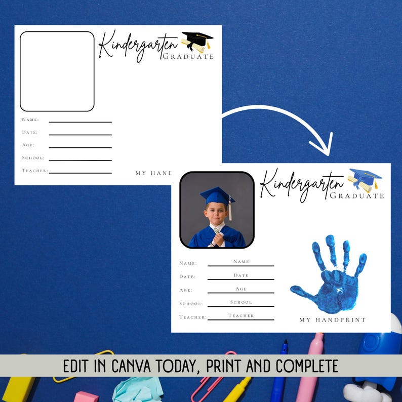 Kindergarten Graduation Keepsake: Handprint Art (digital Download) - Etsy