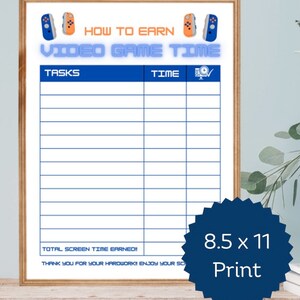 Editable Video Game Time Chart Screen Time Checklist Screen - Etsy