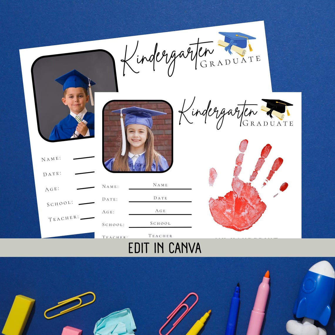 Kindergarten Graduation Keepsake: Handprint Art (digital Download) - Etsy