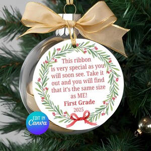 Editable Height Ribbon Ornament Tag: Christmas Keepsake (digital ...