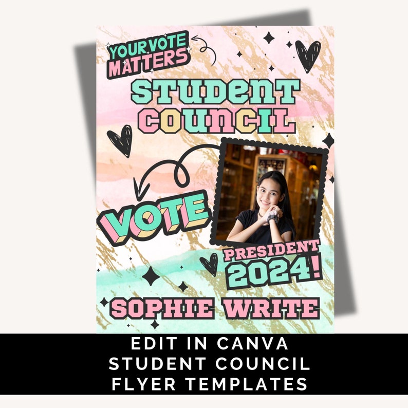 Student Council Campaign Flyer Templates: Editable Voting Design (canva ...