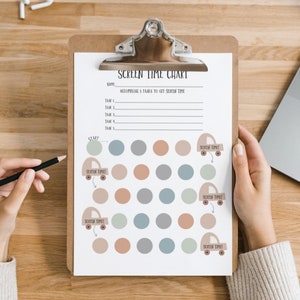 Screen Time Chart, Kids Reward Chart, Sticker Chart,printable, Chore ...