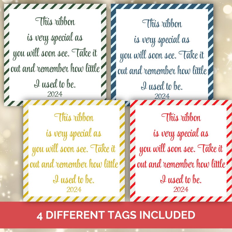 Same Size as Me, Ribbon Ornament Tag,height Ornament Tag, Unwrap It ...