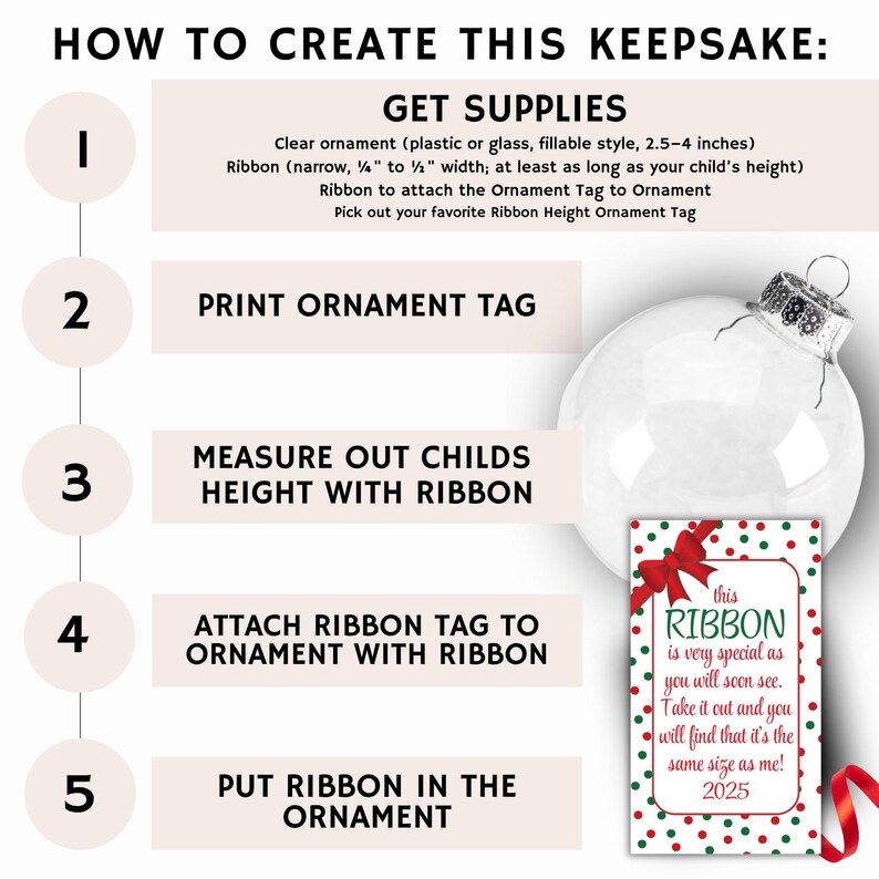 Height Keepsake Ornament Tag: Ribbon Growth Tracker - Etsy