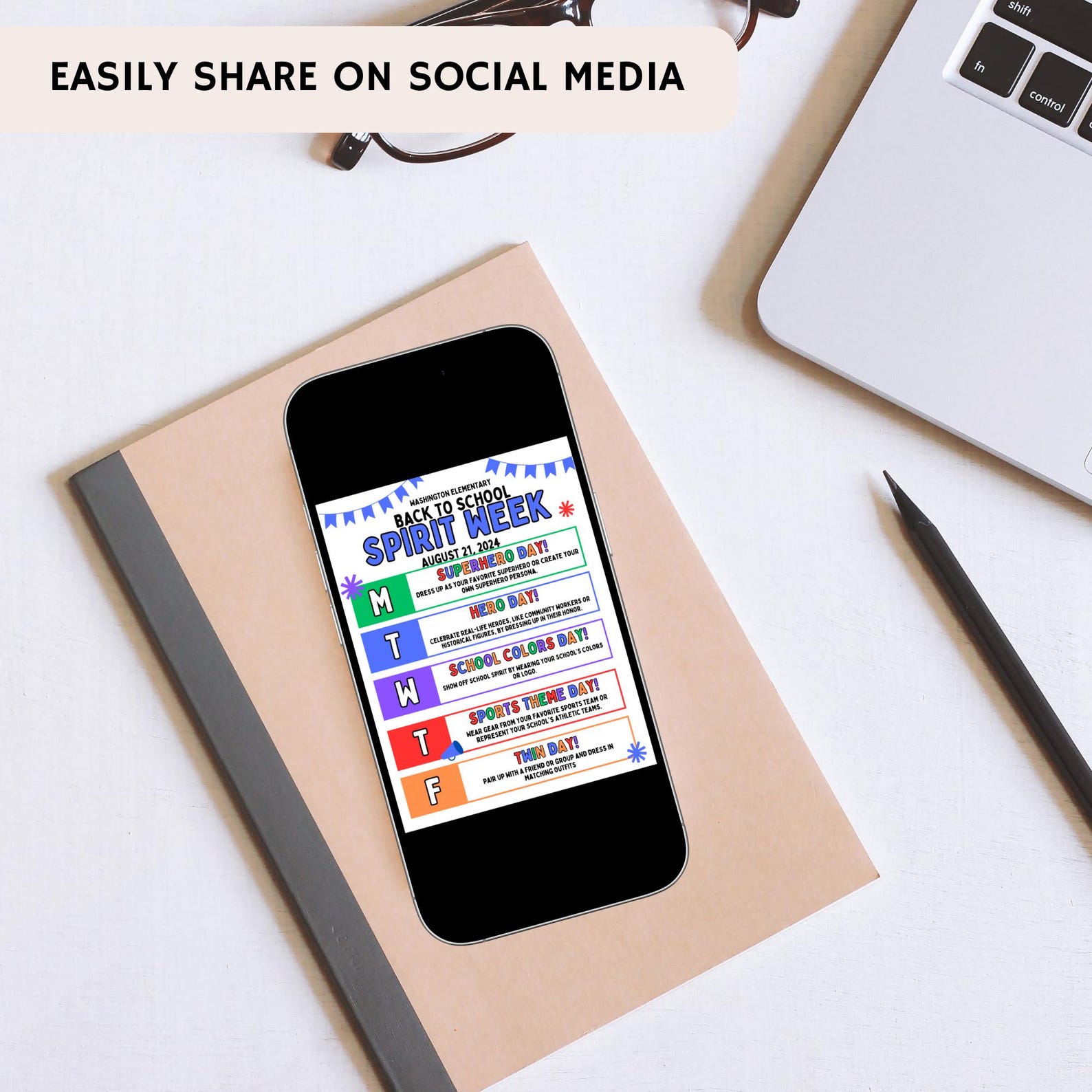 Editable Spirit Week Flyer Templates: School Events (canva Digital ...