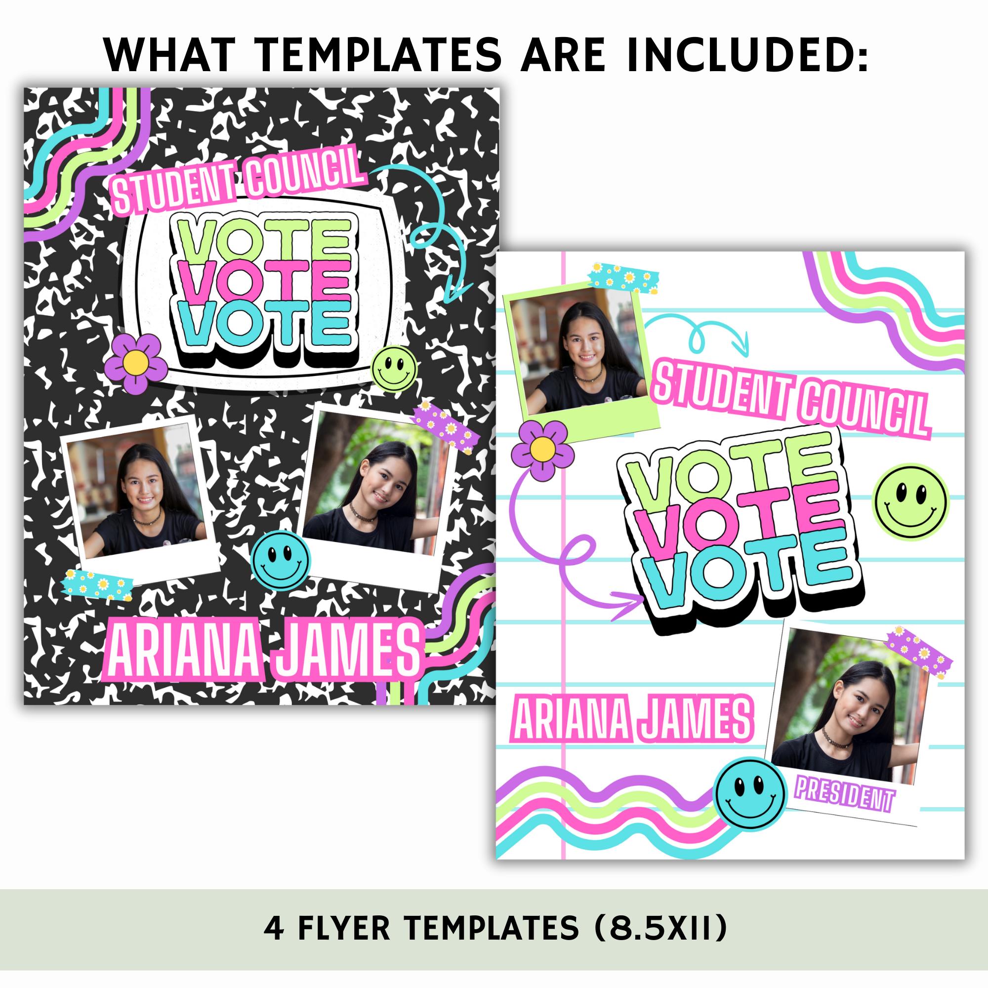 Student Council Voting Flyer Templates: Editable Campaign Poster (canva ...
