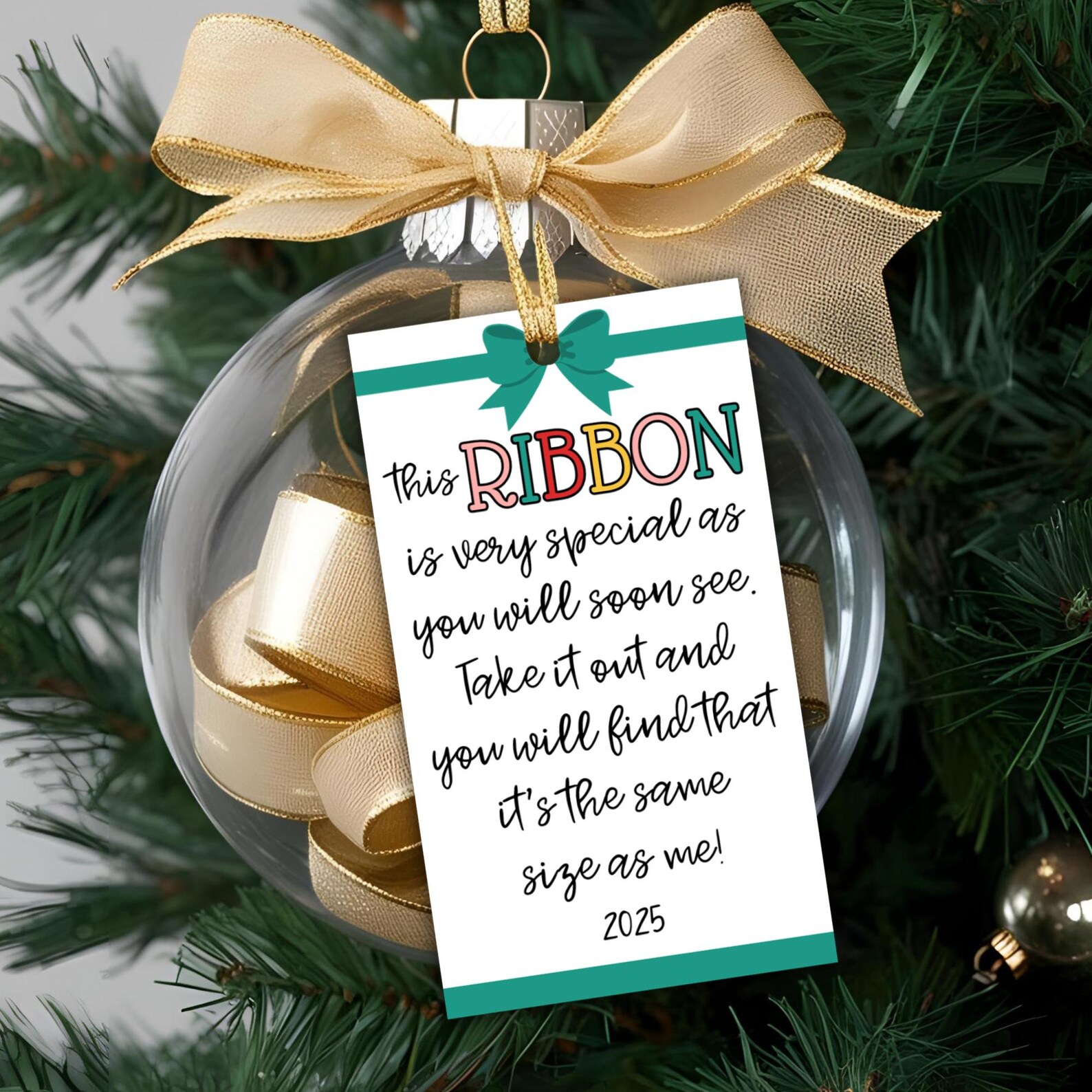 Height Ribbon Ornament Tag: Keepsake Christmas Decoration (digital ...