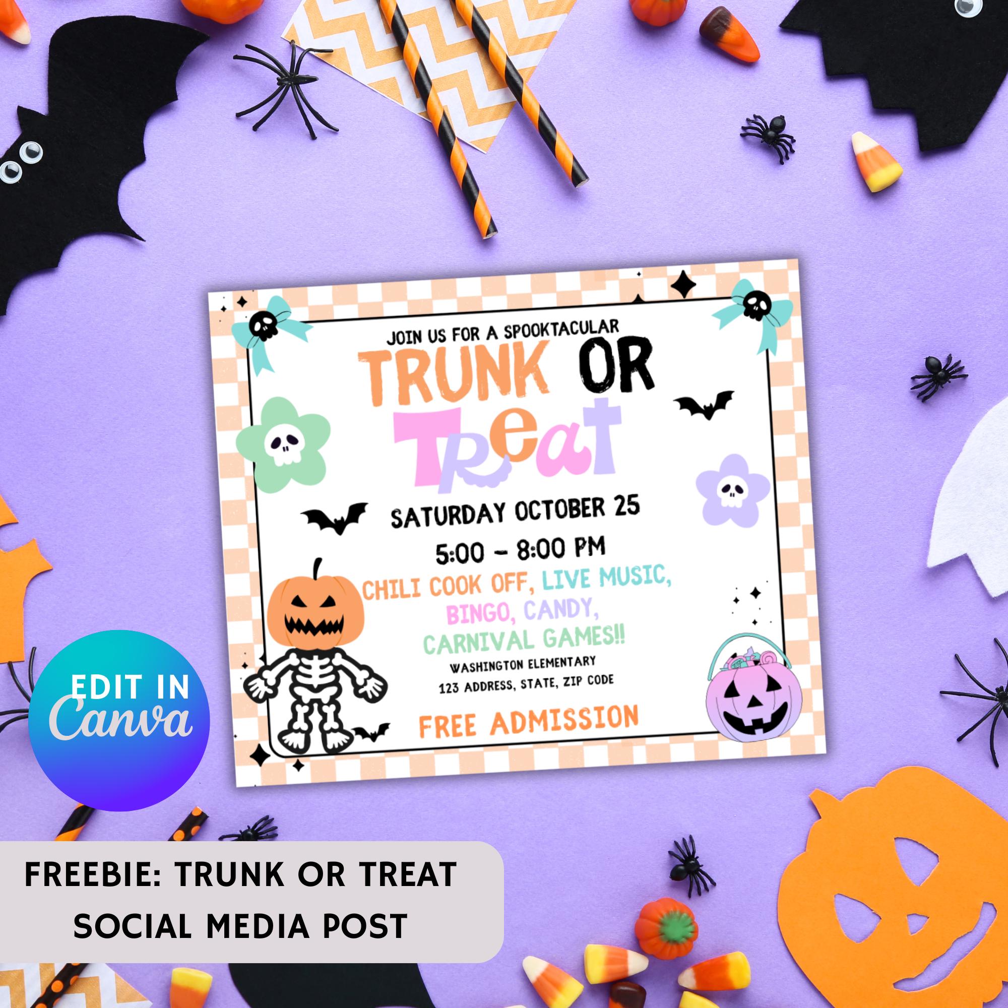Trunk or Treat Flyer: Halloween Fall Festival, Community Event (canva ...