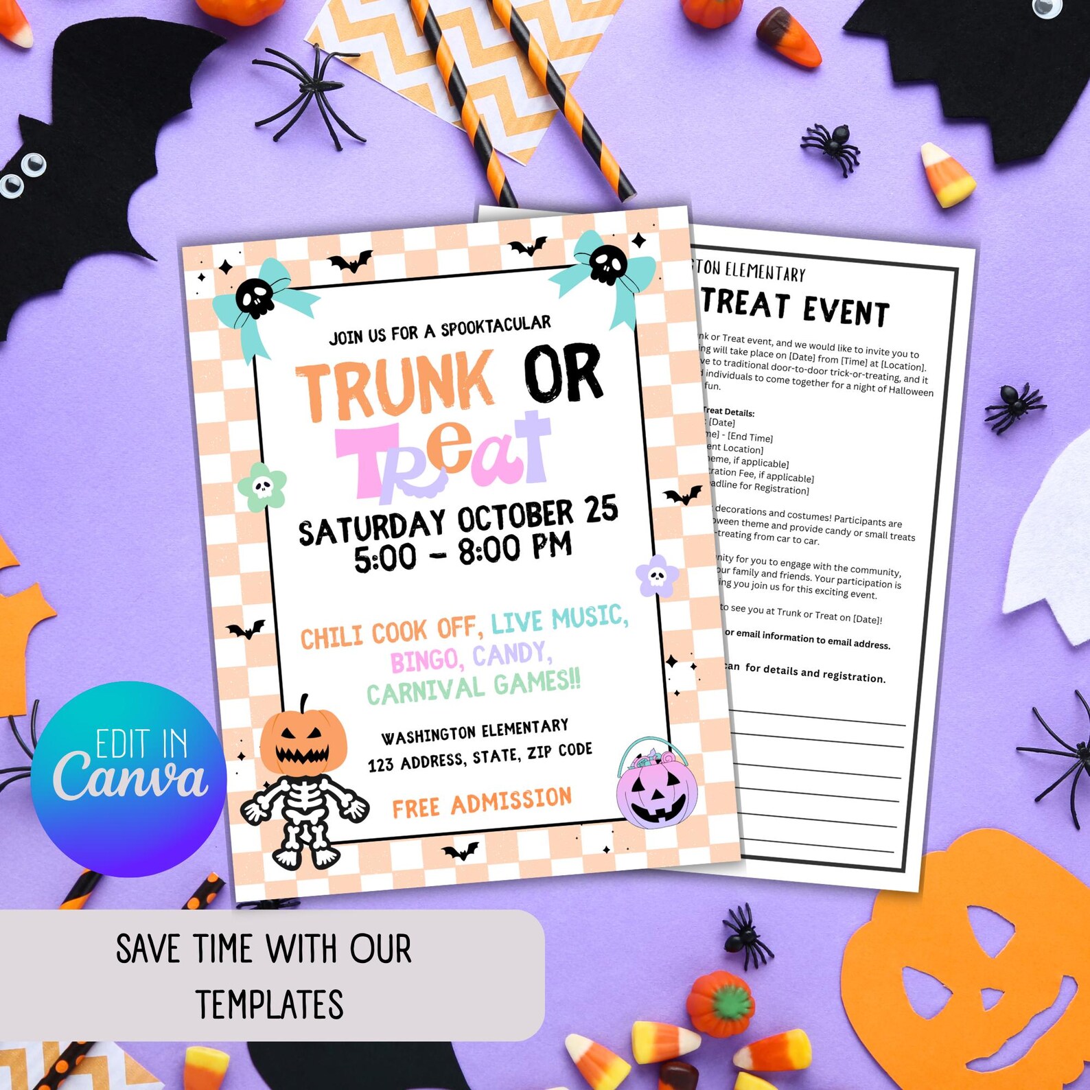 Trunk or Treat Flyer: Halloween Fall Festival, Community Event (canva ...