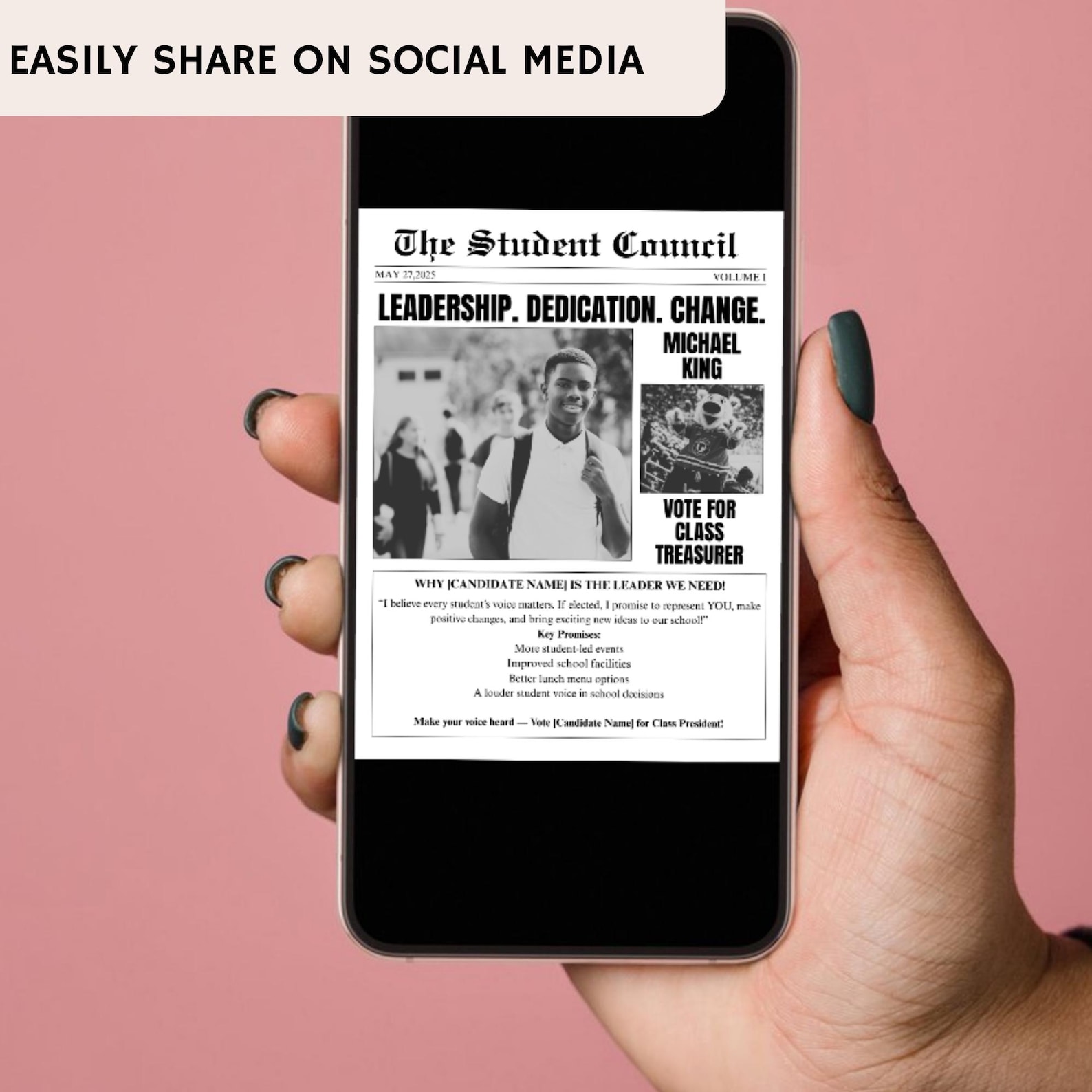 Newspaper Style Student Council Campaign Flyer: Editable Canva Template ...