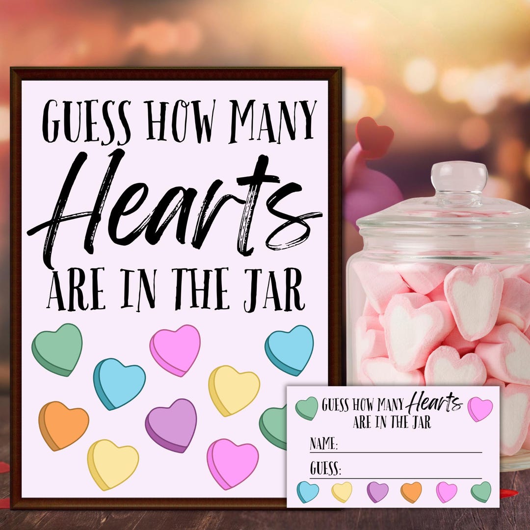 Guess How Many Hearts Game: Baby Shower, Wedding (digital Download ...