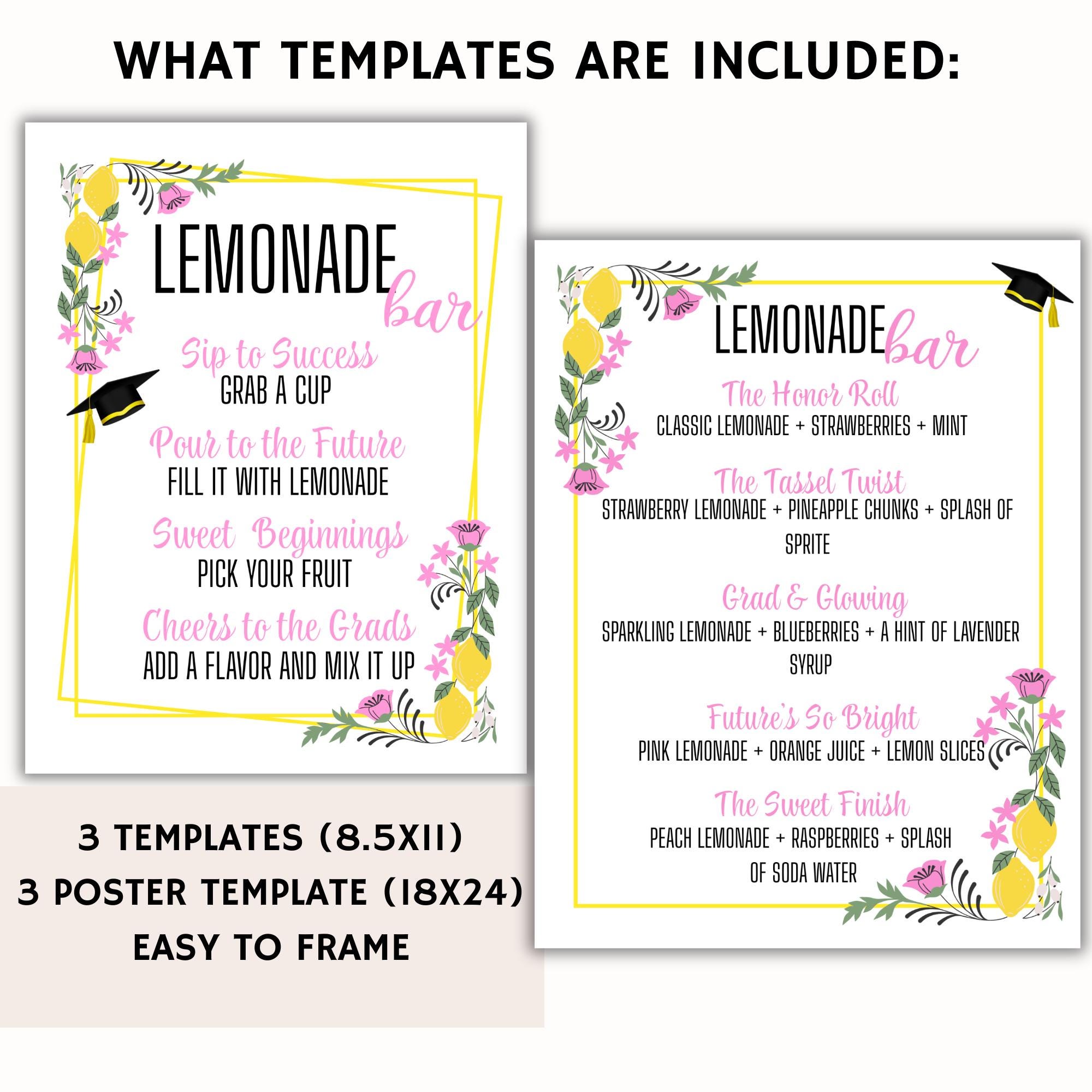 Graduation Lemonade Bar Sign: Editable Canva Template (PDF & PNG) - Etsy