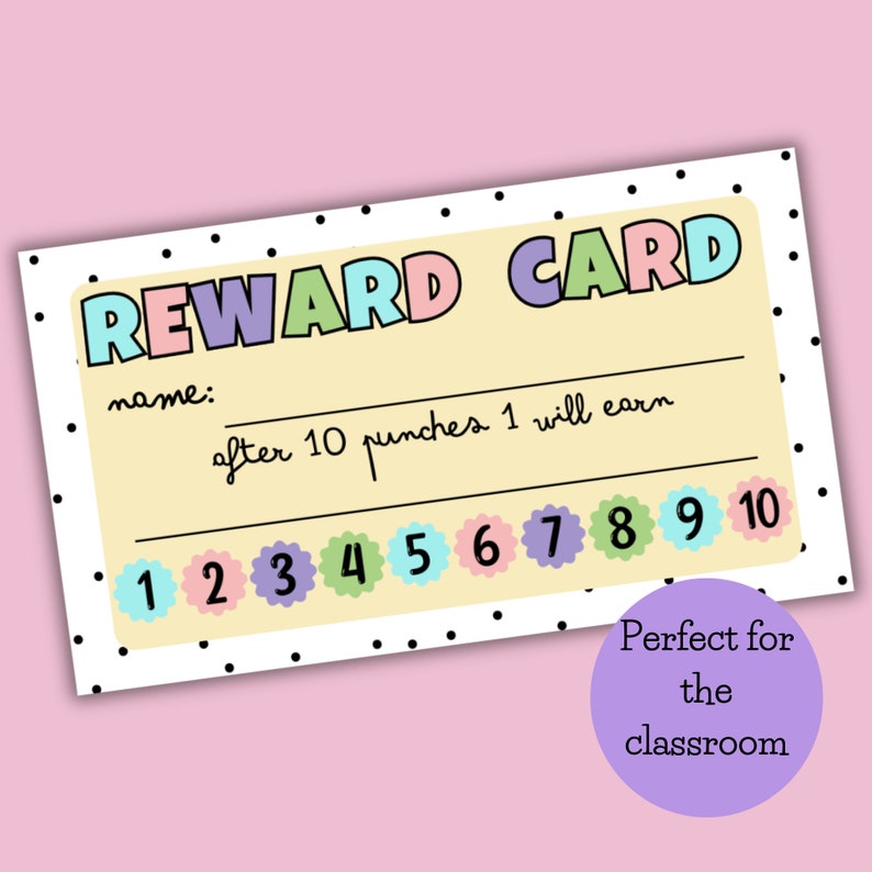 Reward Card Punch Chart: Classroom Incentive (digital Download) - Etsy