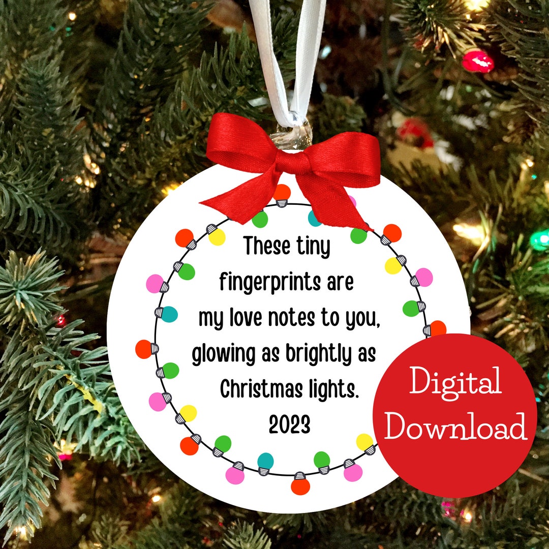 Custom Fingerprint Lights Christmas Ornament Tag, Christmas Class Craft ...