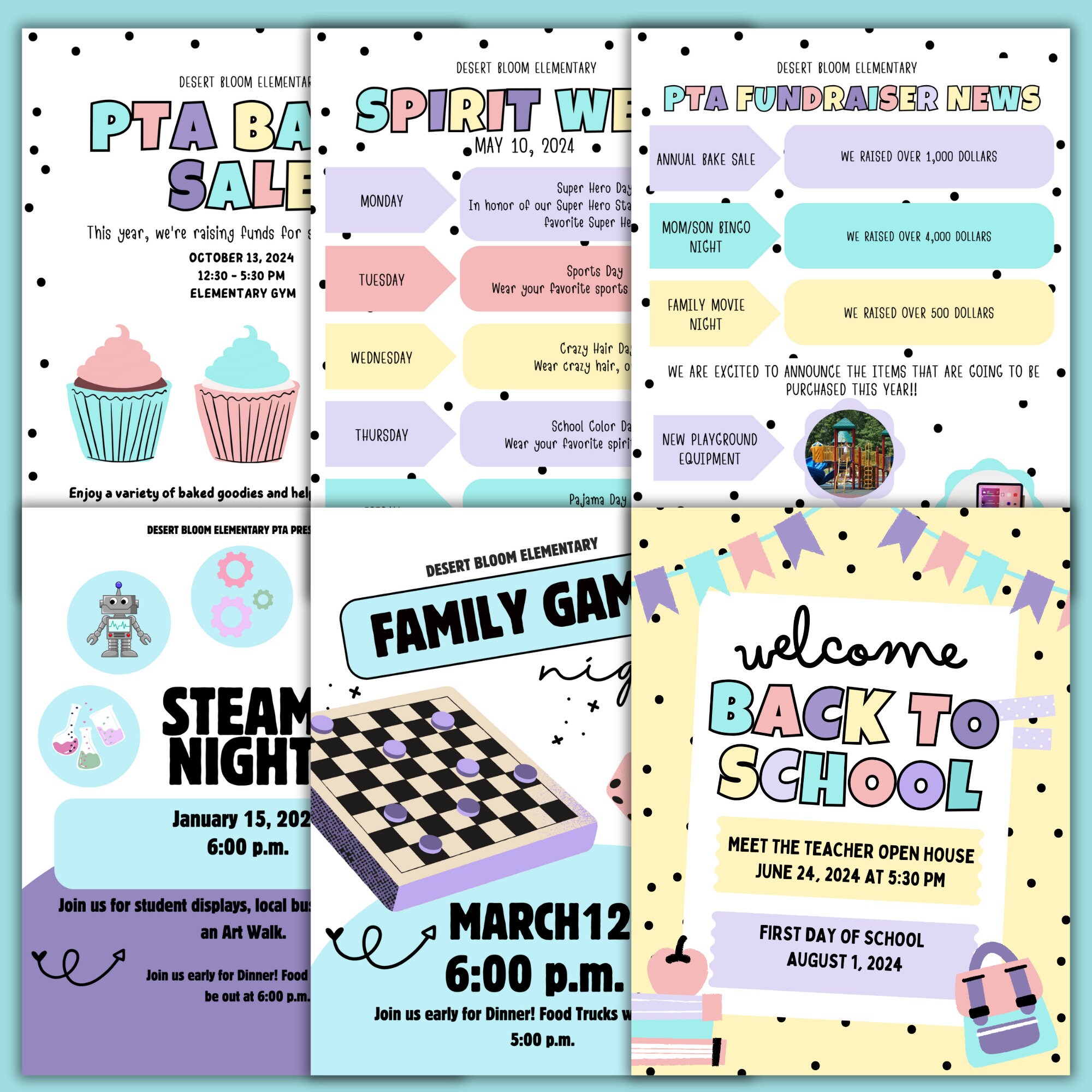 Editable PTA Flyer Templates: School Event Fundraiser Designs (canva, 8 ...